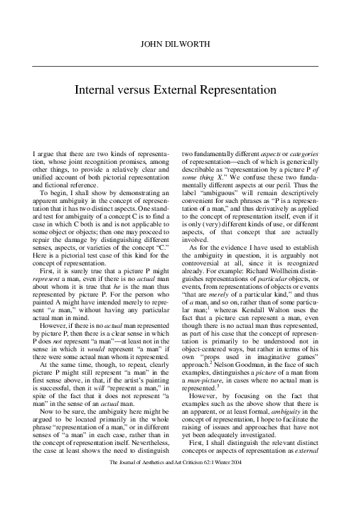 (PDF) Internal versus External Representation
