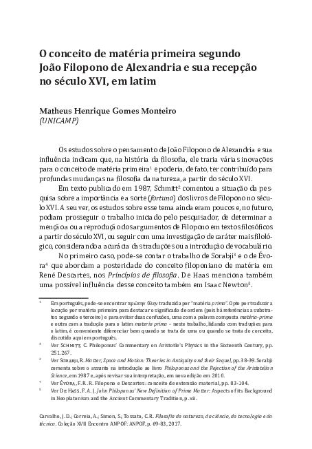 (PDF) O conceito de matéria primeira segundo João Filopono de ...