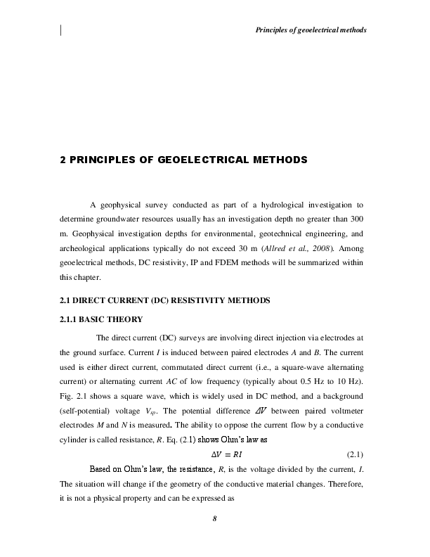 (PDF) Principles of geoelectrical methods