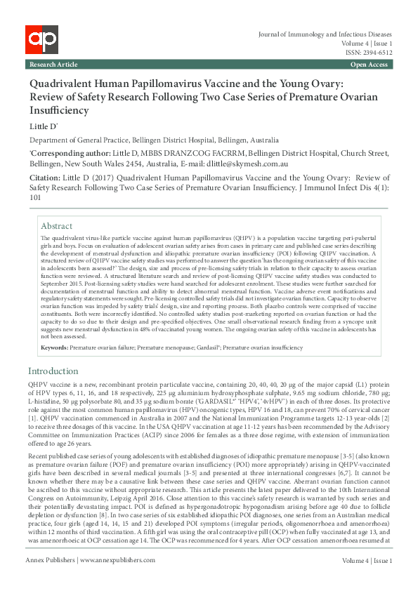 Pdf 3104 Quadrivalent Human Papillomavirus Vaccine And The Young 2116