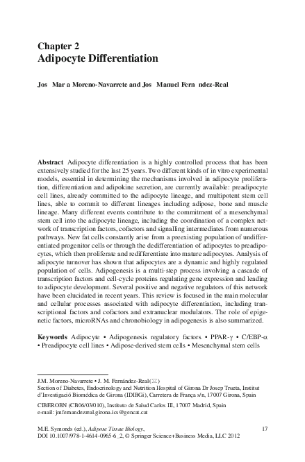 (PDF) C/EBP-a @BULLET Preadipocyte cell lines @BULLET Adipose-derived ...