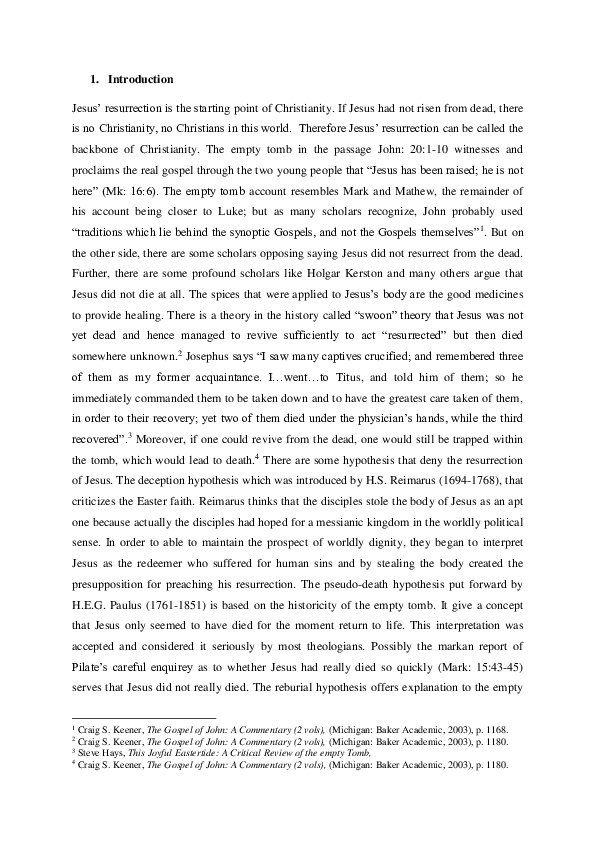 (DOC) The Empty Tomb for CSI life 2