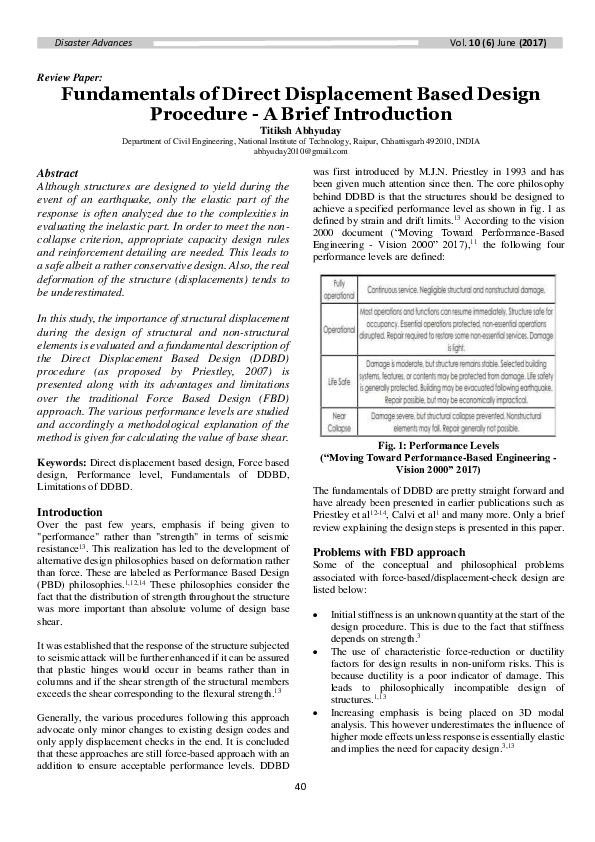 Pdf Fundamentals Of Direct Displacement Based Design Procedure A