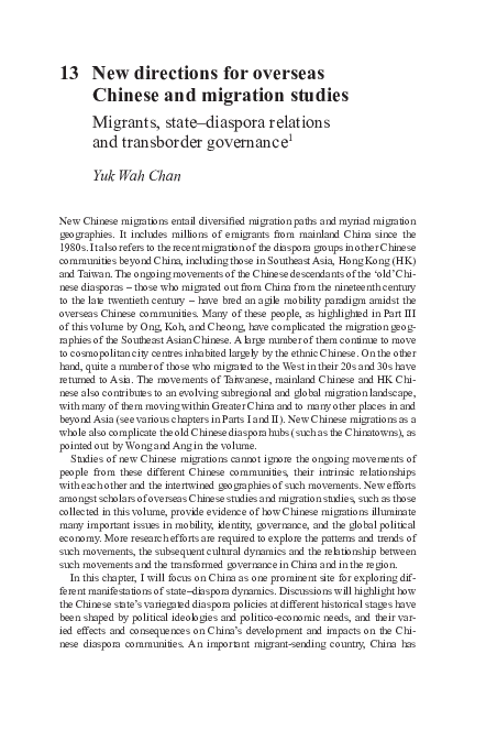 (PDF) New directions for overseas Chinese and migration studies