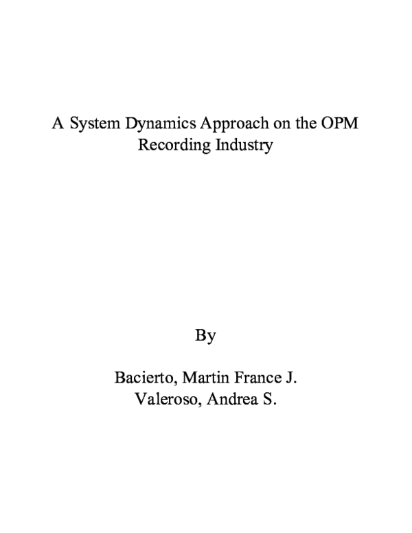 (PDF) A System Dynamics Approach on the OPM Recording Industry A ...