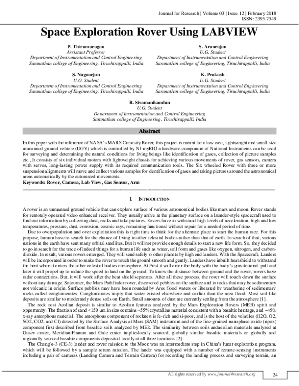 (PDF) Space Exploration Rover Using LABVIEW
