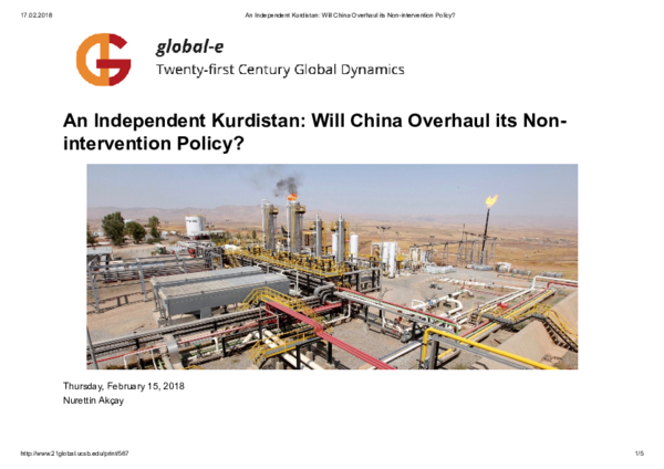 (PDF) An Independent Kurdistan: Will China Overhaul its Non ...