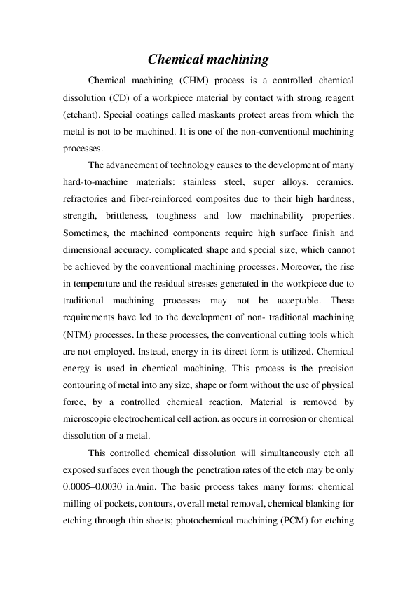 (PDF) Chemical machining