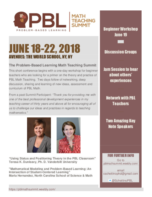 (DOC) PBL Summit Flyer 2018.docx | Carmel Schettino - Academia.edu