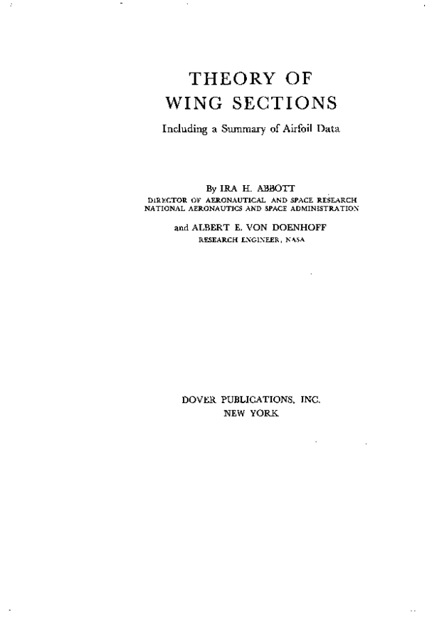 (PDF) THEORY OF WING SECTIONS Including a Summary of Airfoil Data