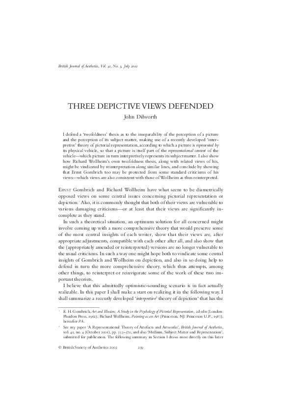 (PDF) THREE DEPICTIVE VIEWS DEFENDED