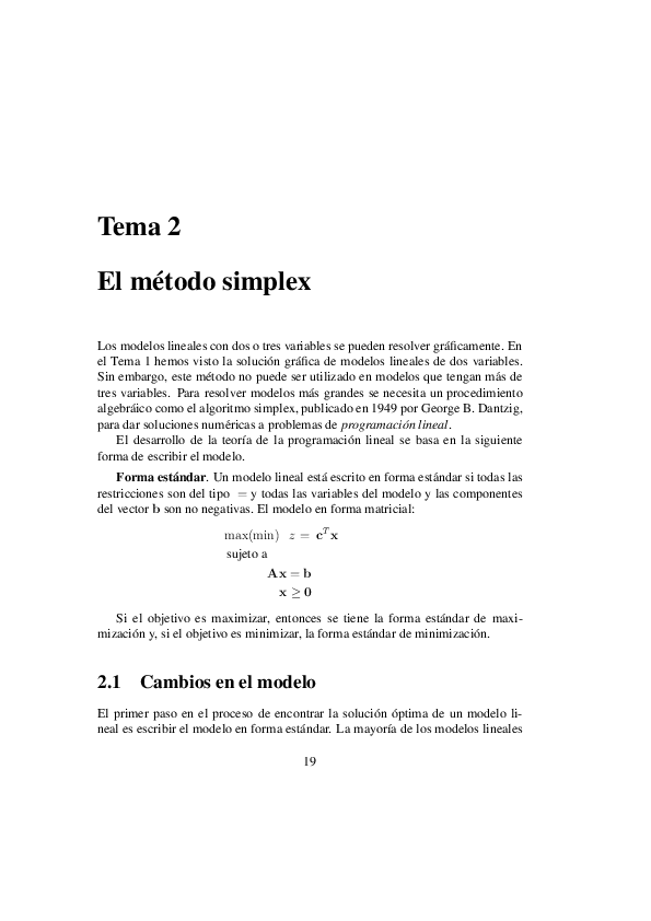 (PDF) Tema 2 El método simplex