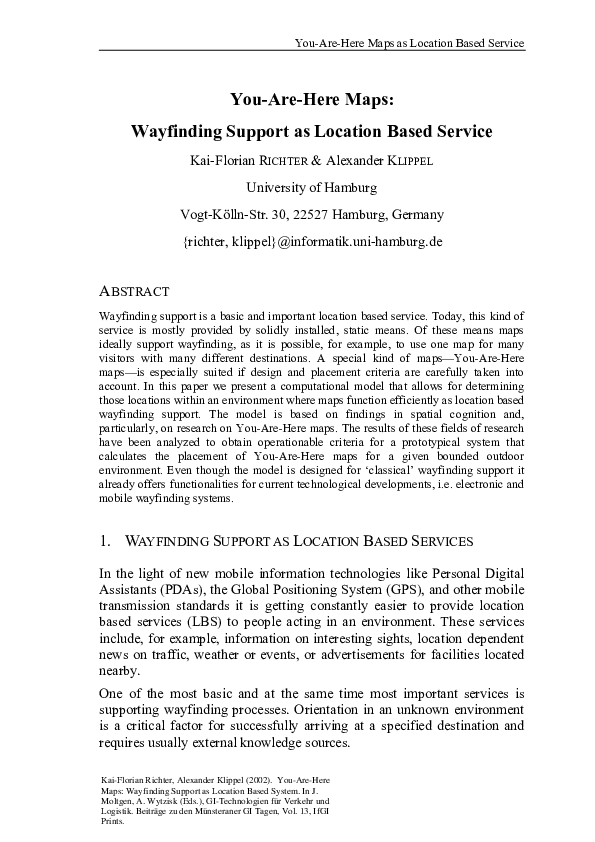 (PDF) Optimizing You-Are-Here Maps for Wayfinding