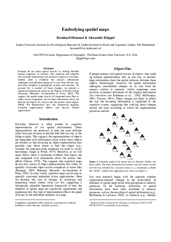 (PDF) Embodying Spatial Maps | Alexander Klippel - Academia.edu