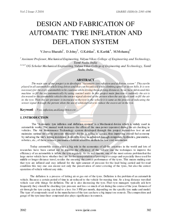 Design And Fabrication Of Automatic Tyre Inflation And Deflation System ...
