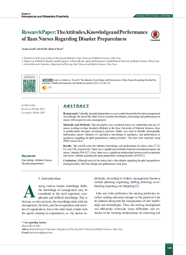 (PDF) Research Paper: The Attitudes, Knowledge and Performance of Ilam ...