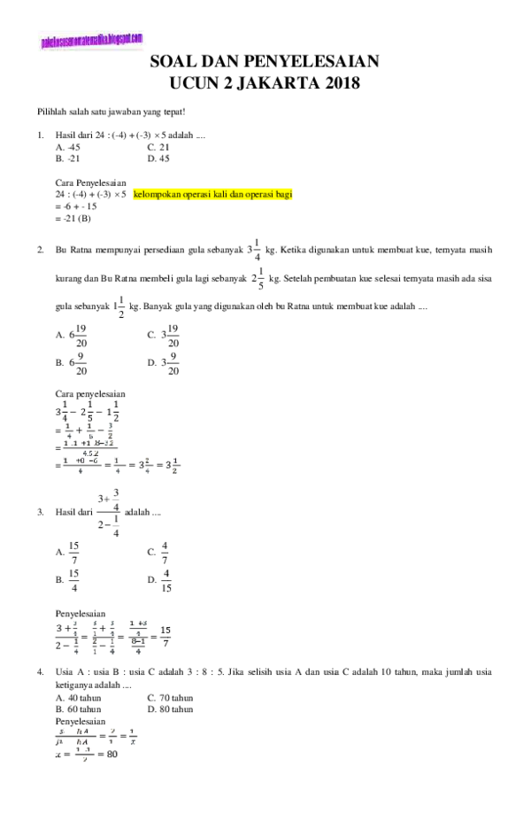 (PDF) SOAL DAN PENYELESAIAN UCUN 2 JAKARTA 2018
