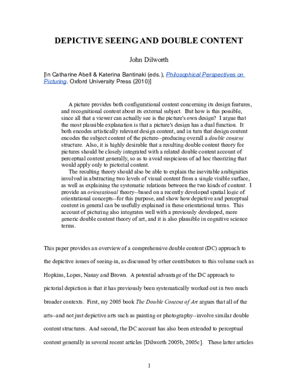 (DOC) DEPICTIVE SEEING AND DOUBLE CONTENT
