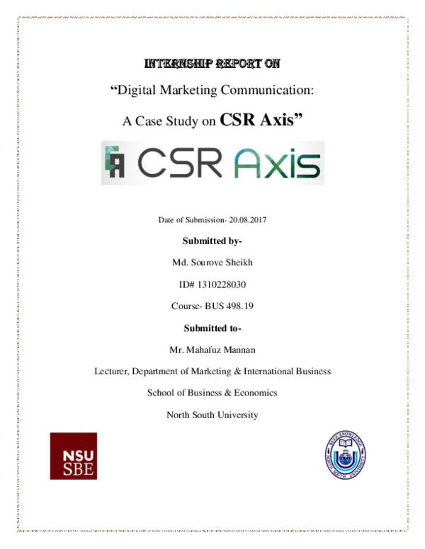 (PDF) " Digital Marketing Communication: An Internship Report on CSR Axis