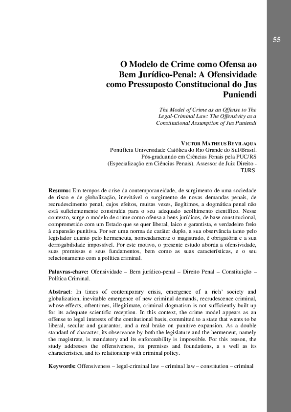 (PDF) O modelo de crime como ofensa a bens jurídico-penais: A ...