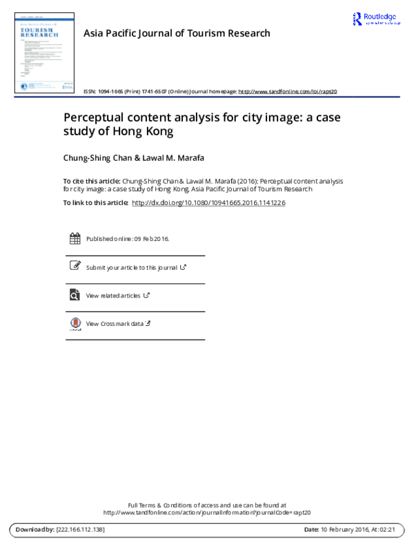(PDF) Perceptual content analysis for city image: A case study of Hong Kong