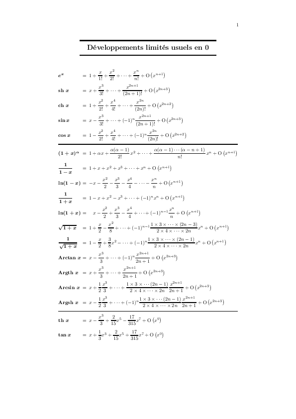 (PDF) Développements limités usuels en 0