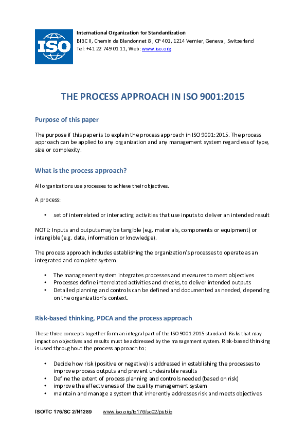 (PDF) ISO/TC 176/SC 2/N1289 THE PROCESS APPROACH IN ISO 9001:2015 ...