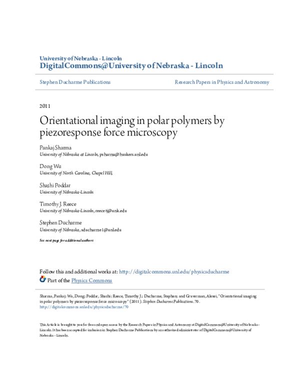 (PDF) Orientational imaging in polar polymers by piezoresponse force ...