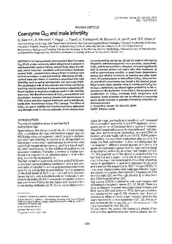 (PDF) Coenzyme Q10 and male infertility | Luca Tiano - Academia.edu