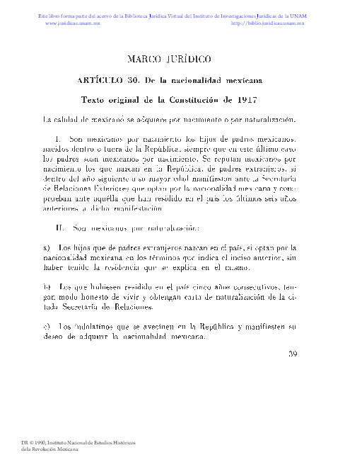 (PDF) MARCO JURÍDICO ARTÍCULO 30. De la nacionalidad mexicana Texto ...