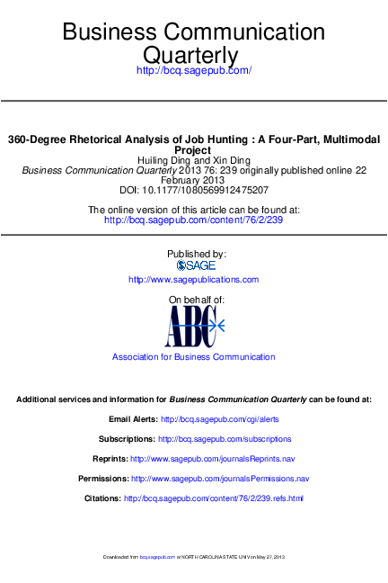 (PDF) Project 360-Degree Rhetorical Analysis of Job Hunting : A Four ...
