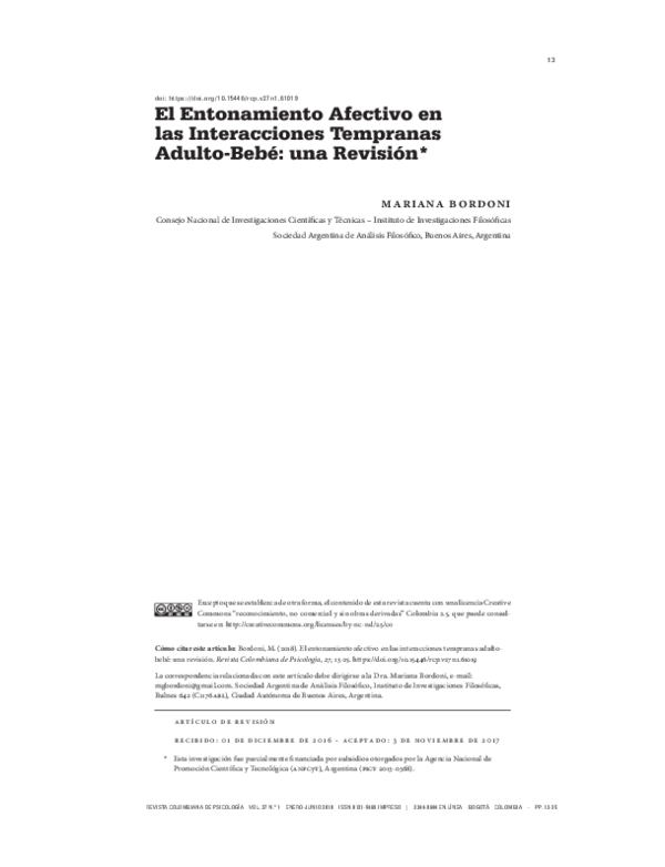 (PDF) El Entonamiento Afectivo en las Interacciones Tempranas Adulto ...