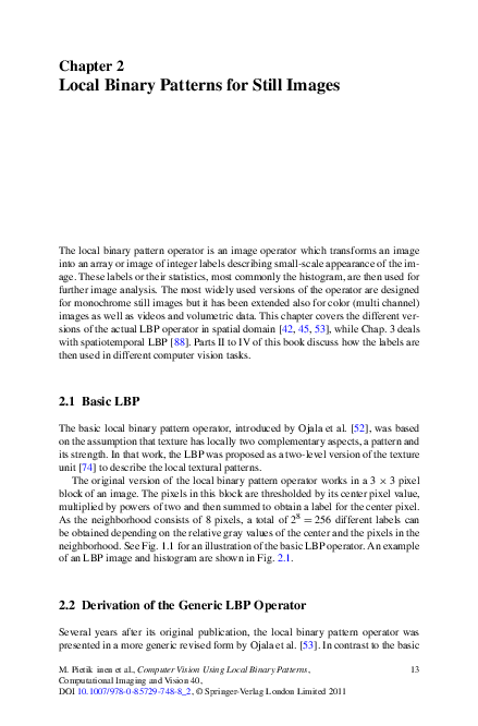 (PDF) Local Binary Patterns for Still Images