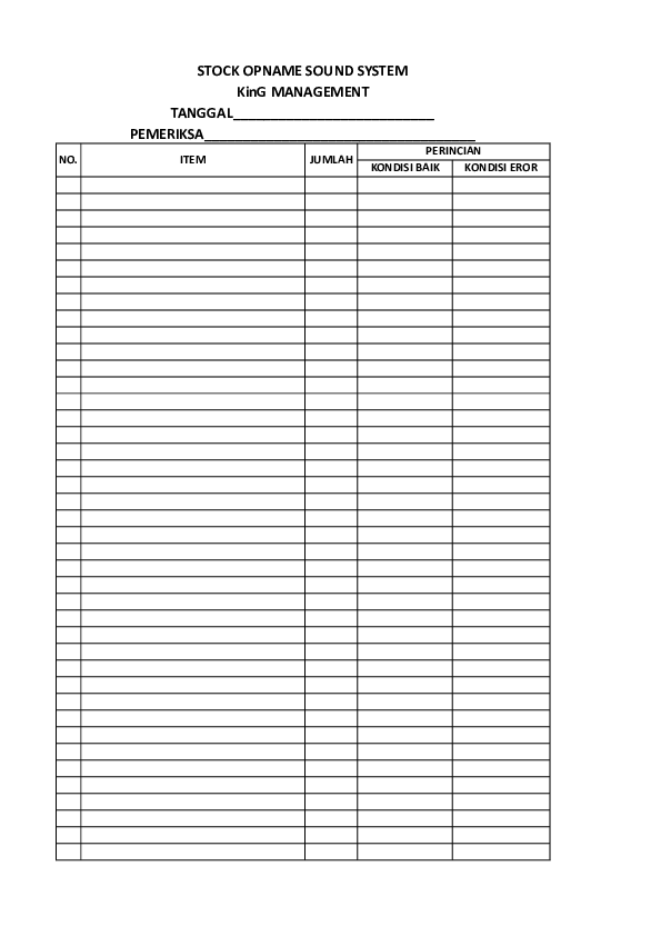 (XLS) FORM STOCK OPNAME SOUND | Yonazz Tyo - Academia.edu