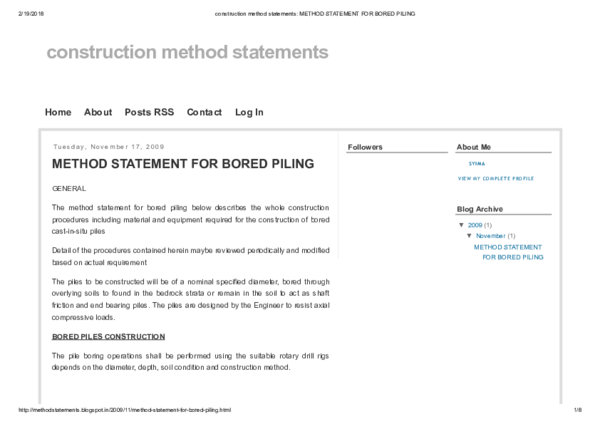 (PDF) Construction method statements METHOD STATEMENT FOR BORED PILING