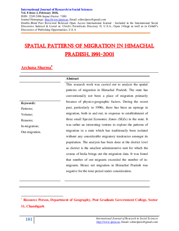 (PDF) Spatial Patterns of Migration in Himachal