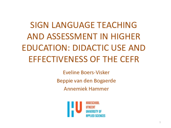 (PDF) Sign language teaching and assessment in higher education ...