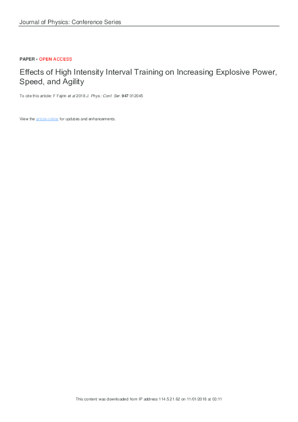 (PDF) Effects of High Intensity Interval Training on Increasing ...