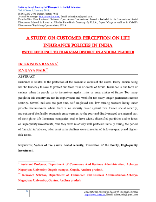 (PDF) A Study On Customer Perception On Life Insurance Policies In ...