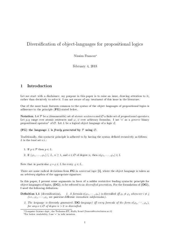 (PDF) Diversification of object-languages for propositional logics