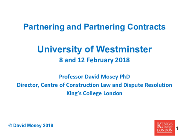 (PDF) Partnering and Partnering Contracts