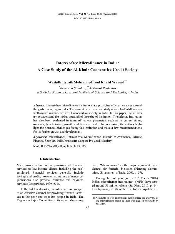 (PDF) Interest-free Microfinance in India: A Case Study of the Al-Khair ...