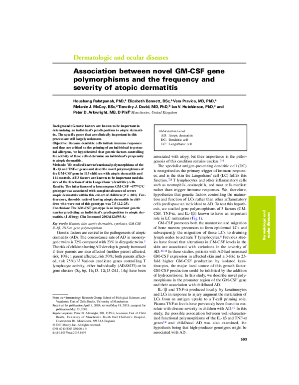 (PDF) Association between novel GM-CSF gene polymorphisms and the ...