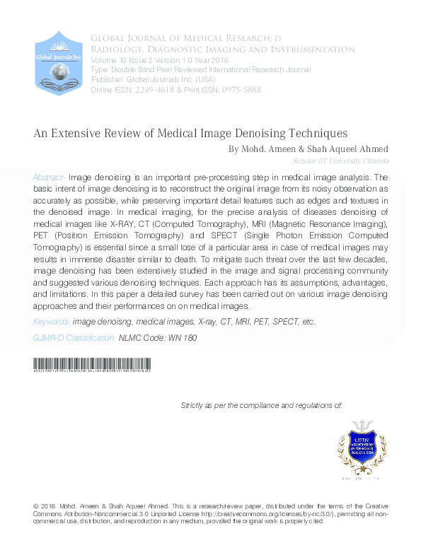 (PDF) An Extensive Review of Medical Image Denoising Techniques An ...