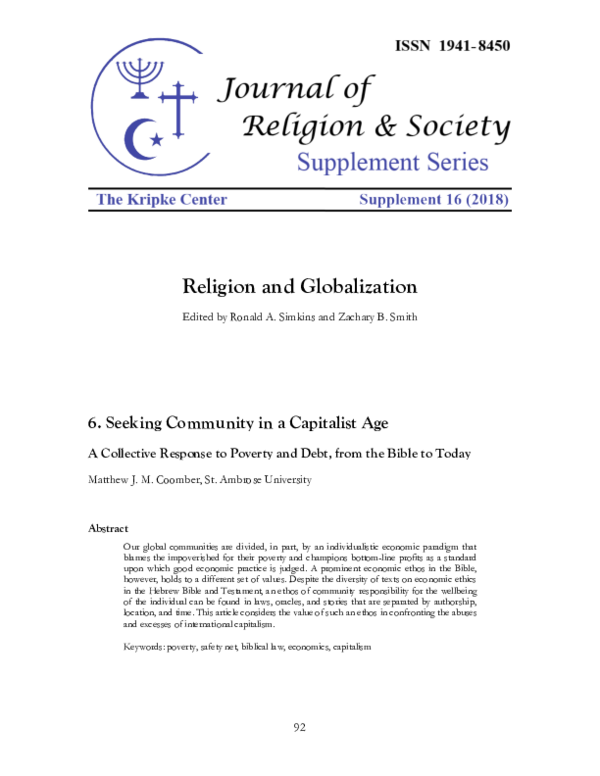 (PDF) Seeking Community in a Capitalist Age: A Collective Response to ...