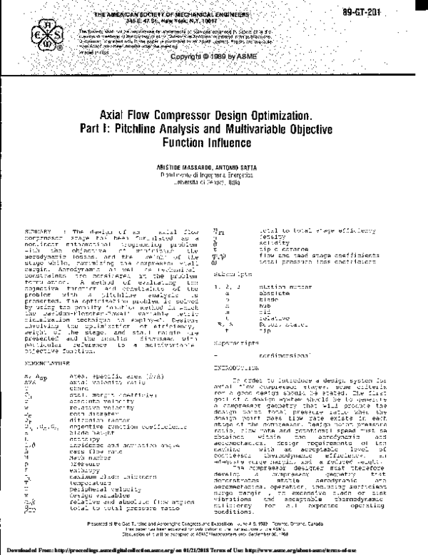 Pdf Axial Flow Compressor Design Optimization Part I Pitchline