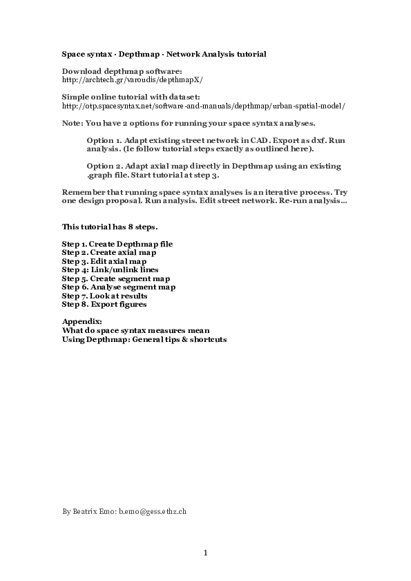 (PDF) MAY Depthmap network analysis tutorial
