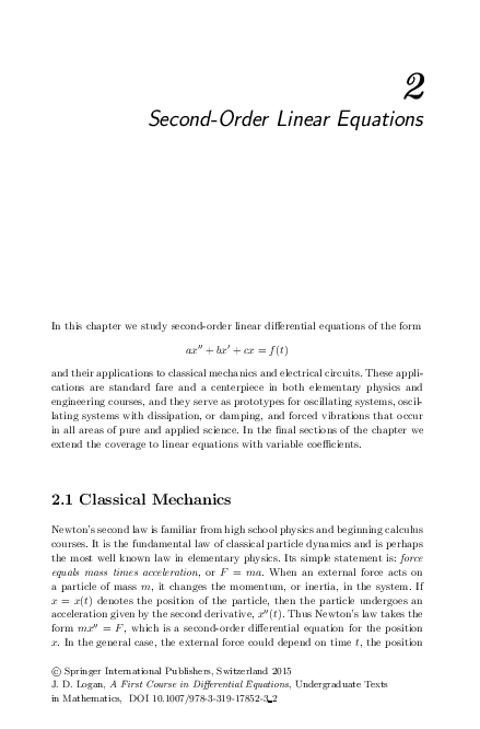 (PDF) Second-Order Linear Equations