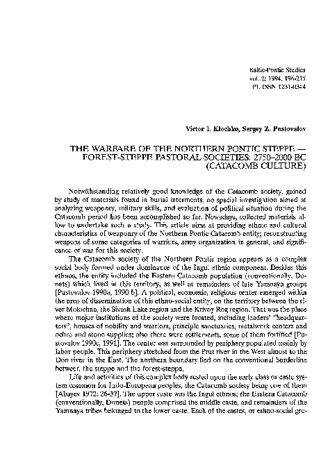 (PDF) The Warfare of the Northern Pontic Steppe – Forest-Steppe ...