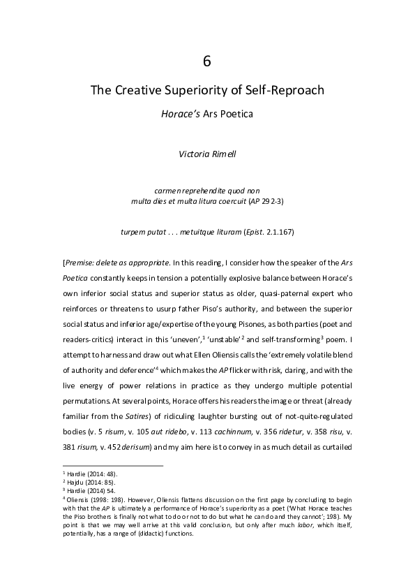 (PDF) The Creative Superiority of Self-Reproach | Victoria Rimell ...
